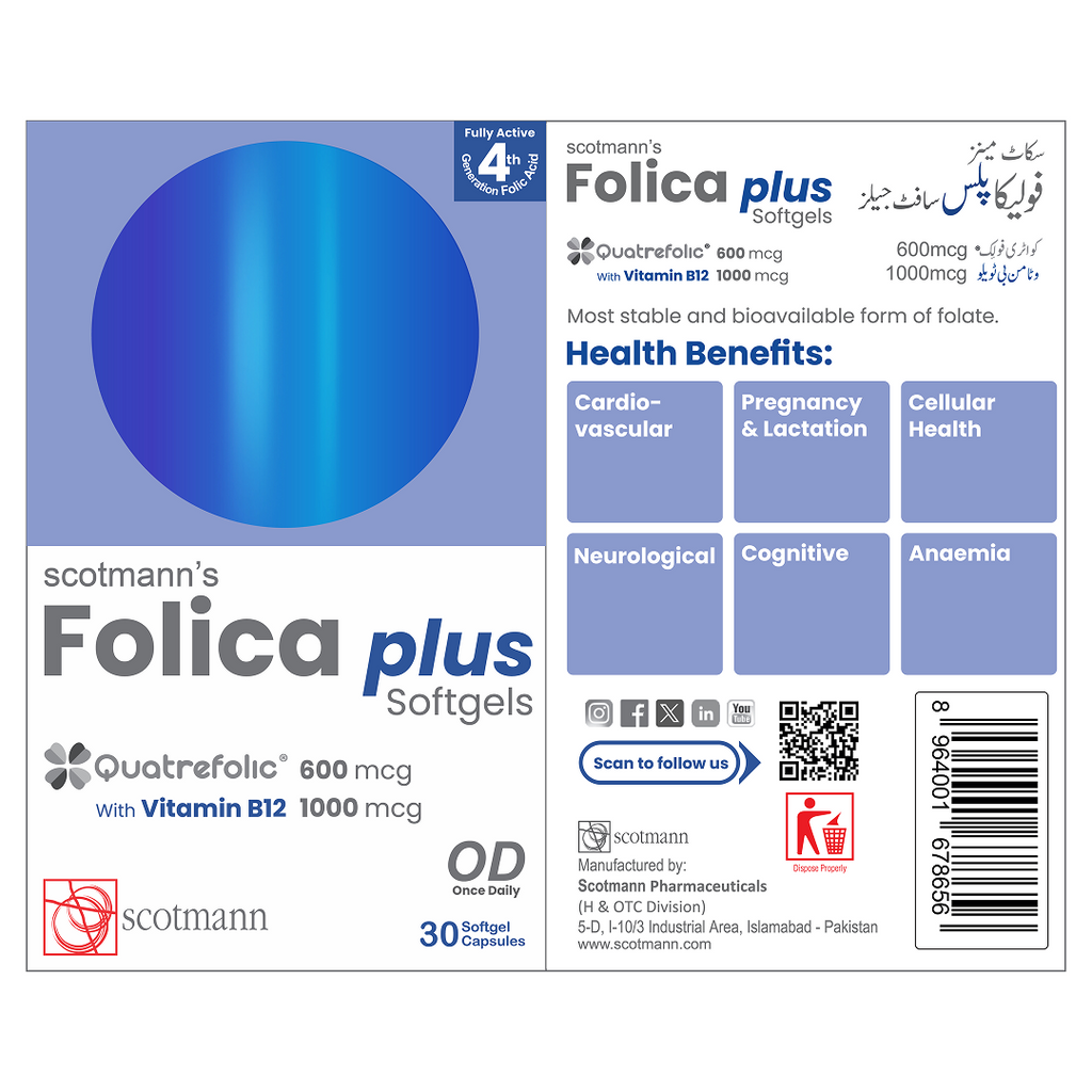 Scotmann’s Folica Plus Quatrefolic & Vitamin B12 - 30 Softgels – D-Dukaan